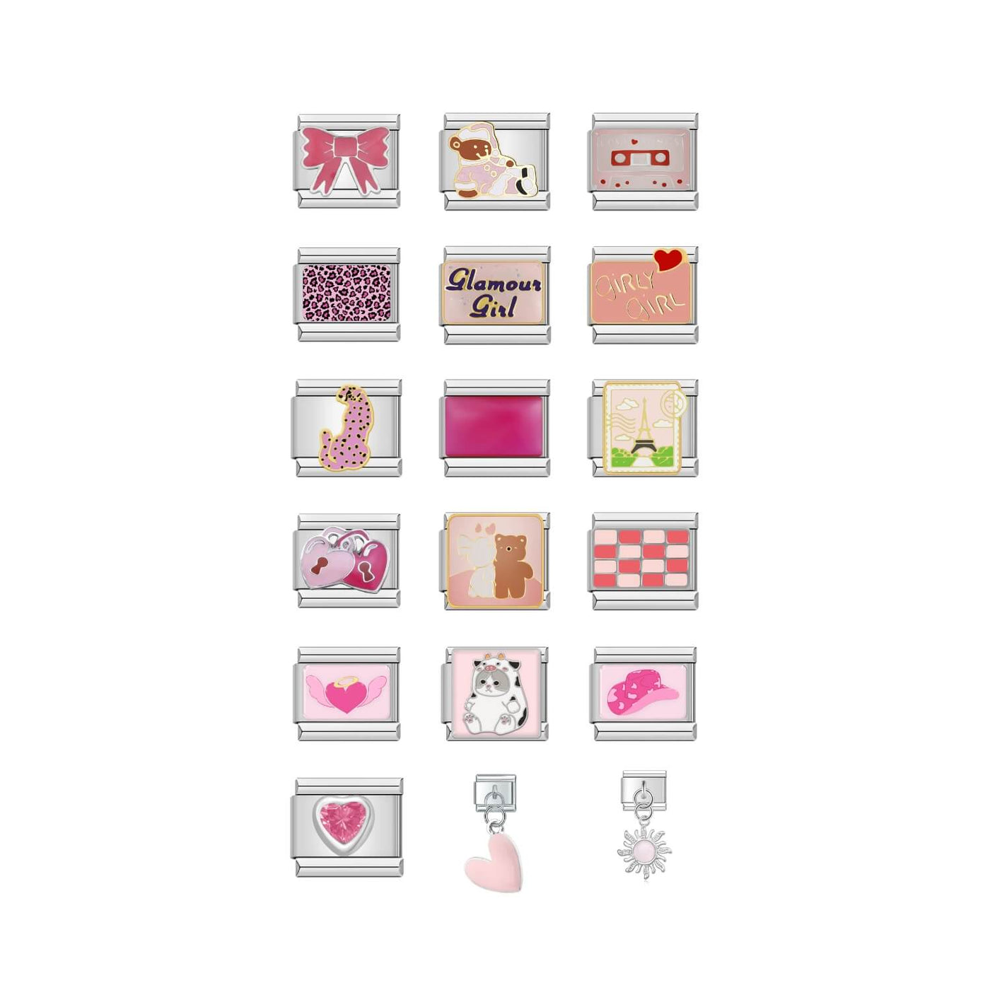Pretty in Pink Set - Italian charm bracelet